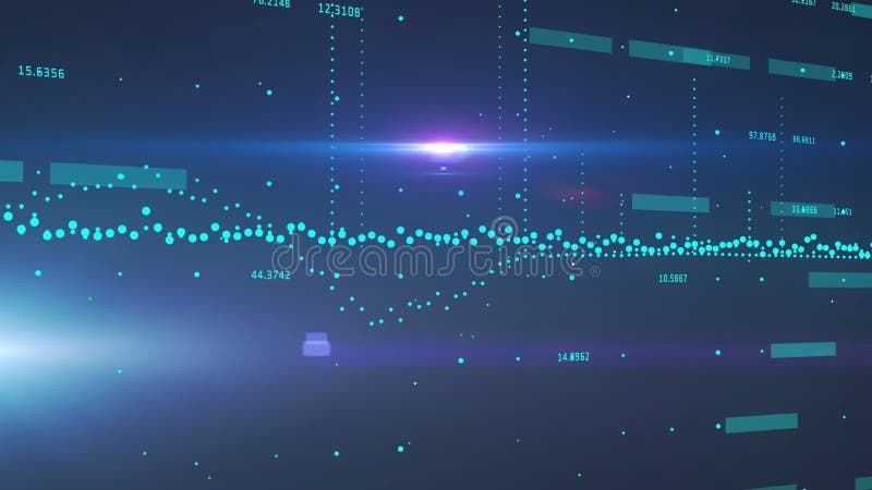 Animation of Light Trails and Spots Over Data Processing on Black ...