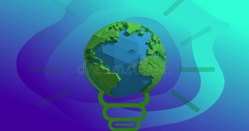 Animation of Lightbulb with Globe on Blue Background Stock Footage ...
