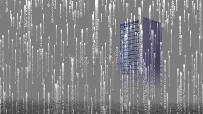 Animation of Lights Falling Over Server on White Background Stock ...