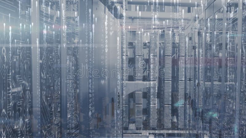Animation of Lights Falling Over Servers Stock Footage - Video of video ...