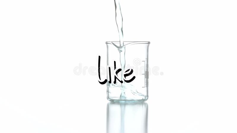 Animation of Like Text Over Beaker with Liquid on White Background ...