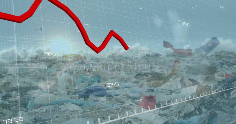 Animation of Line Graphs with Numbers Over Clouds Against Low Angle ...