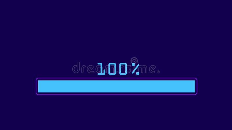 Animation of Line Progress Bar with Percent Counter on Blue Background ...