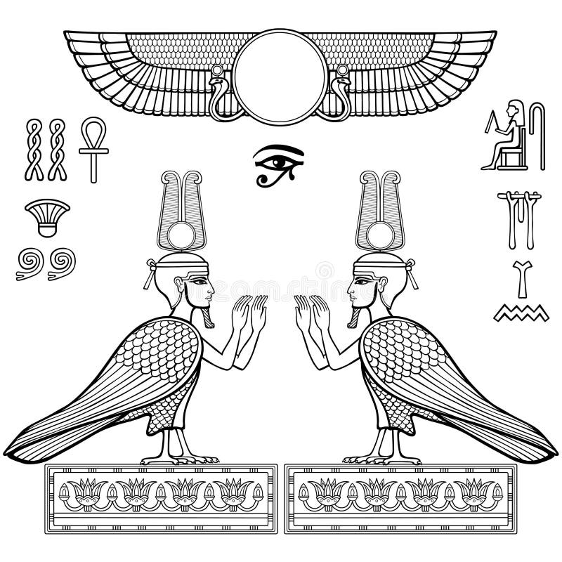 Egyptian falcon pectoral stock vector. Illustration of historical ...