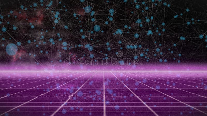 Animation of Lines Over Network of Connections on Black Background ...