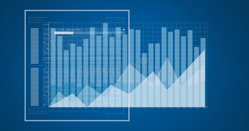 Animation of Loading Bar with Changing Numbers, Graphs, Data Over Blue Background Stock Video ...
