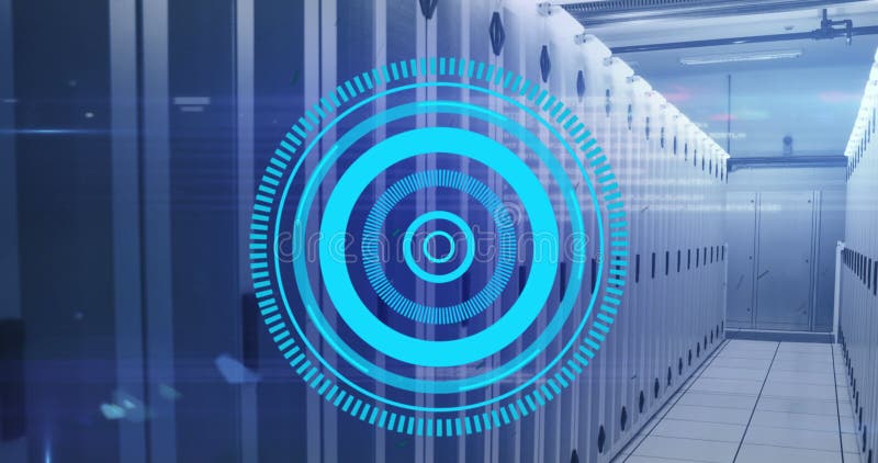 Animation Of Loading Circles And Computer Language Over Data Server