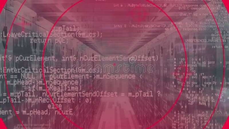 Animation of Loading Circles and Computer Language Over Data Server Room Stock Footage - Video ...