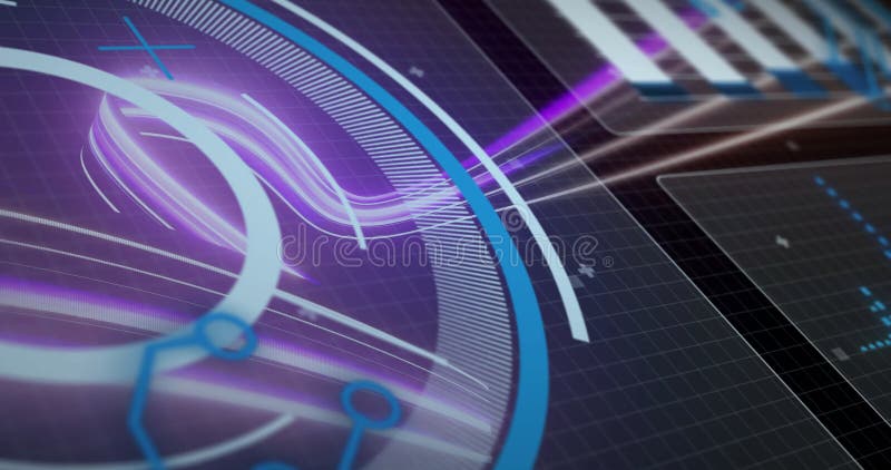 Animation Of Loading Circles And Graph Over Dynamic Wave Pattern On