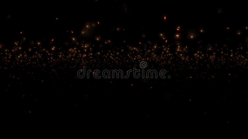 Loop Orange Gold Star Particles Flow Up on Black Abstract Background ...