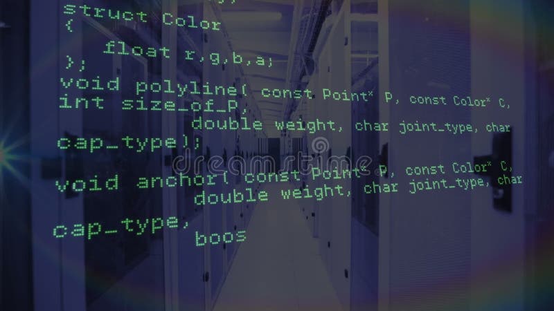 Animation of Looping Computer Language Over Data Server Room in Background Stock Video - Video ...