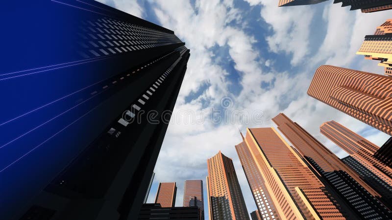 Animation of a Low Angle Camera Flying through a 3d City Stock Video ...