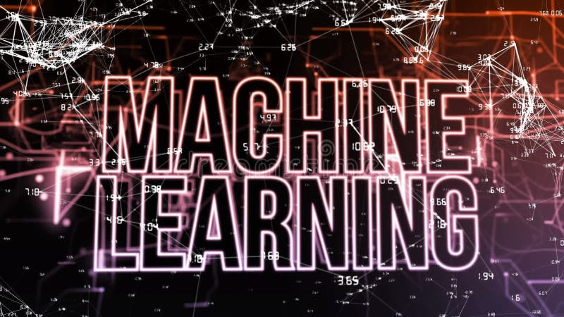 Animation of Machine Learning Text Over Spots on Black Background Stock ...