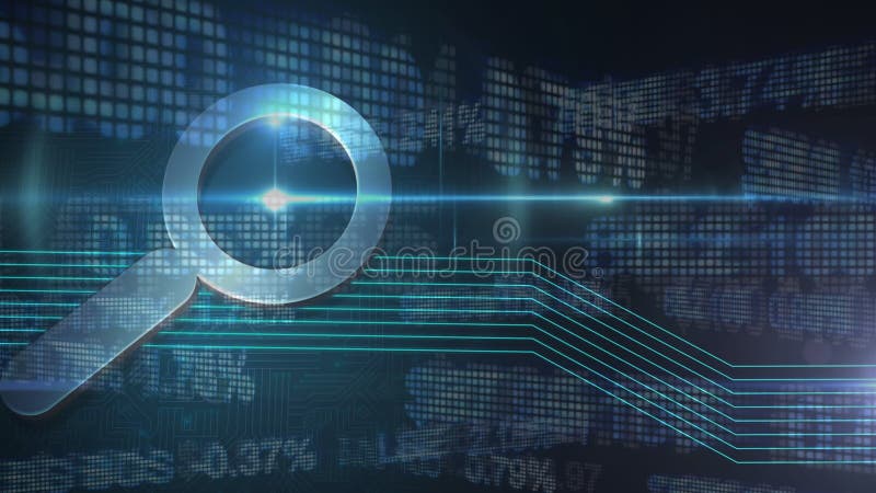 Animation of a Magnifying Glass Over Data and Information Stock Footage ...