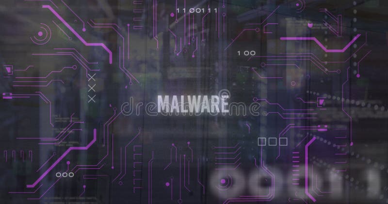 Animation Of Malware Binary Codes Computer Language Binary Codes Over Server Room Stock Video