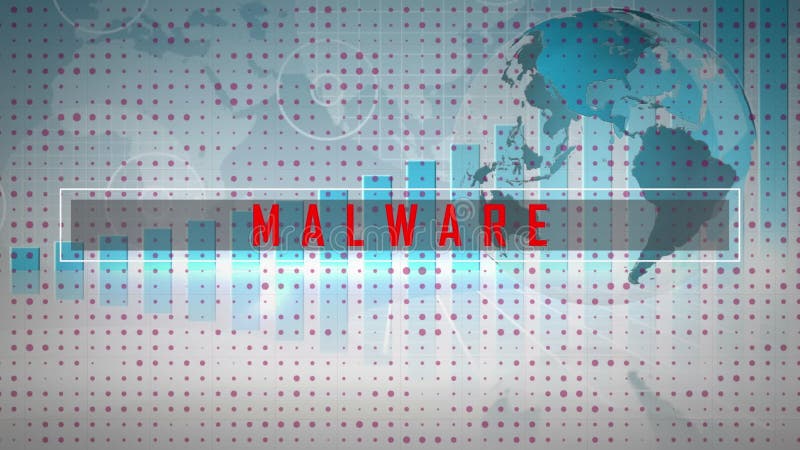 Animation of Malware Text and Globe with Diagrams on White Background ... Animation of Malware Text and Globe with Diagrams on White Background ...
