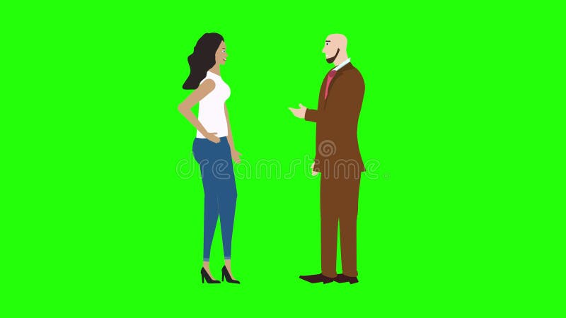 Animation with Man and Woman Character Talking Each Other Chroma Key ...