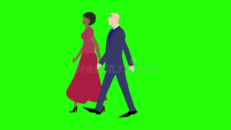 Animation with Man and Women Character Walking Side View, Seamless Loop ...