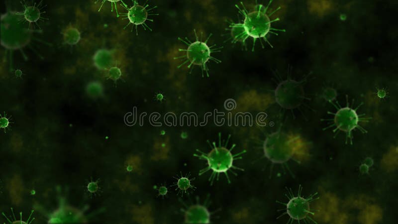 Animation of Many Viruses in the Background. Bacteria Moving in Space ...