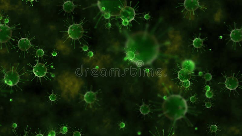 Animation of Many Viruses in the Background. Bacteria Moving in Space ...