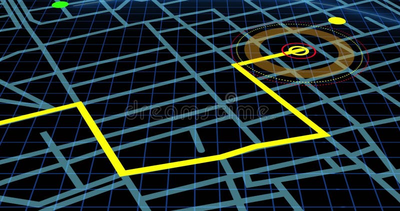 Animation of Map Navigation and Pins on Black Background Stock Footage ...