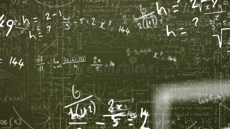 Animation of Math Formulas, Graphs and Circles on Black Background ...