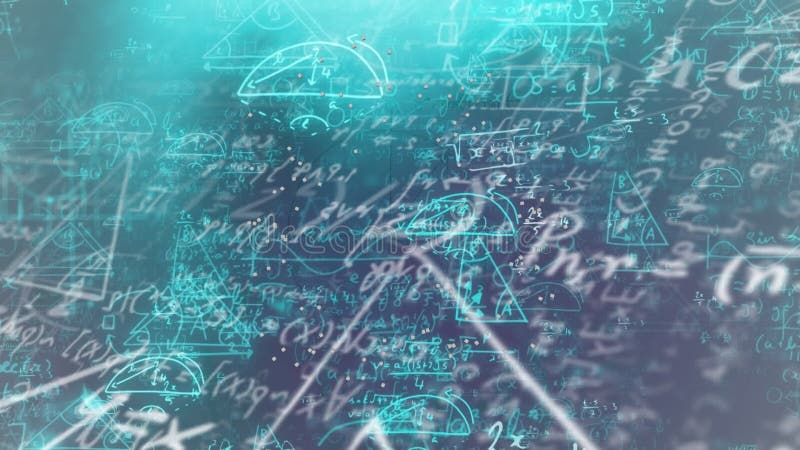 Animation of Math Formulas Over Green and Violet Background Stock Video ...