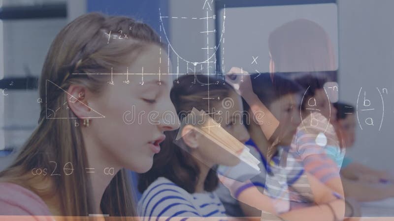 Animation of Math Graphs Over Class of Diverse Students at School Stock ...