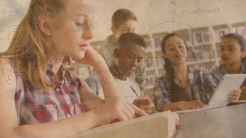 Animation of Math Graphs Over Class of Diverse Students at School Stock ...