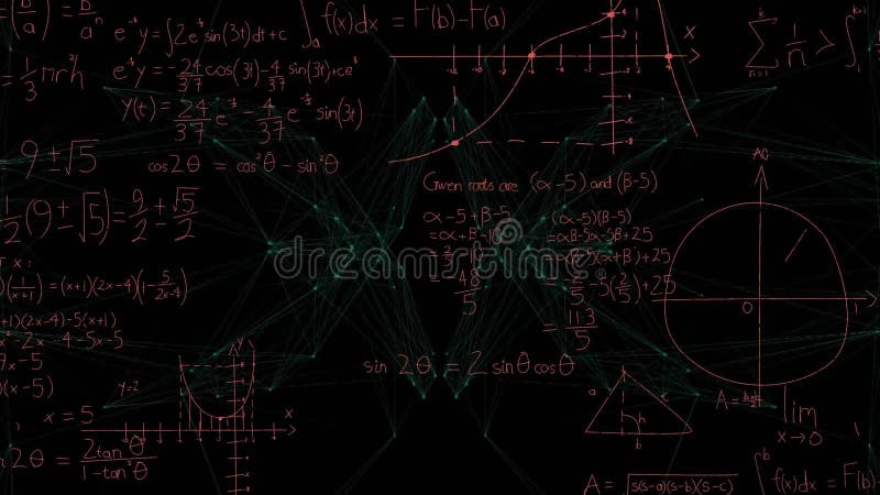Animation of Mathematical Data Processing Over Black Background Stock ...