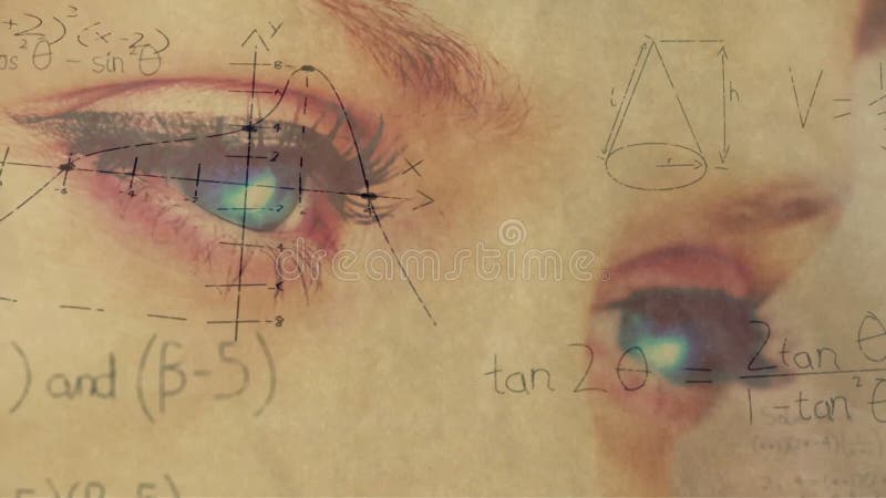 Animation of Mathematical Data Processing Over Caucasian Woman S Face ...