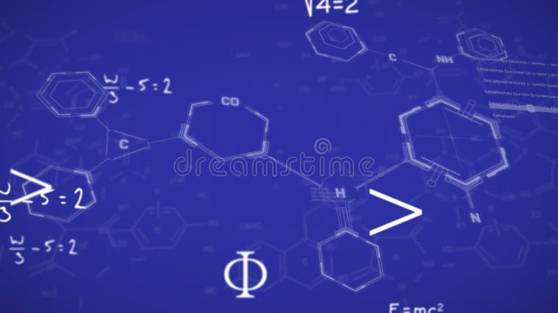 Animation of Mathematical Equation with Molecules Structures Against ...