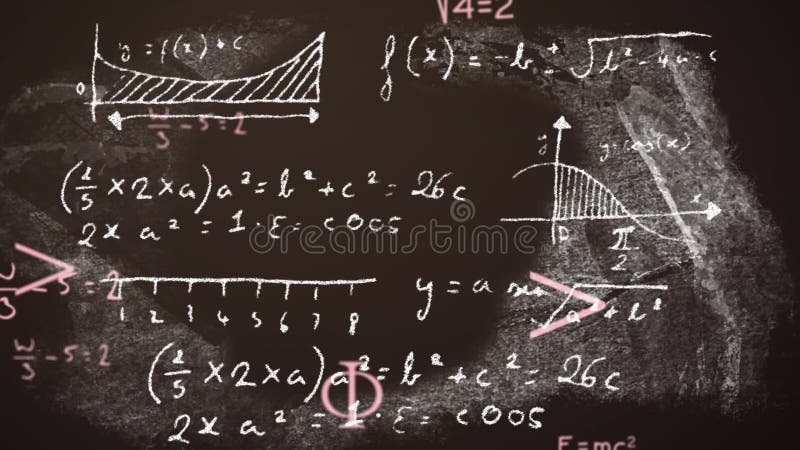 Animation of Mathematical Equation Over White Dust on Blackboard Stock ...