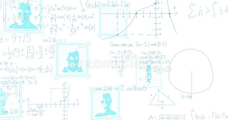Animation of Mathematical Equations and Abstract Faces on White ...