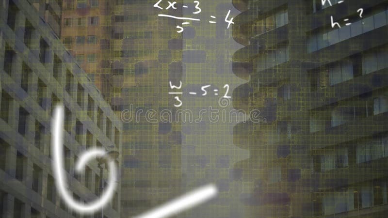 Animation of Mathematical Equations and Abstract Pattern Over Buildings ...