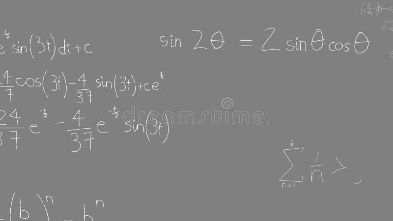 Animation of Mathematical Equations and Diagrams Floating Against White ...