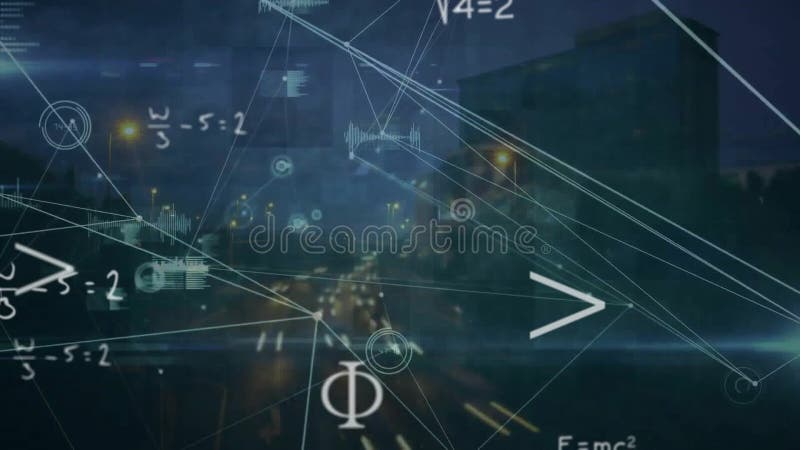 Animation of Mathematical Equations, Connected Dots, Graph Icons, Time ...