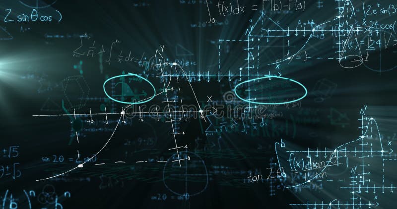 Mathematical Equations Floating Against Black Background Stock Video ...