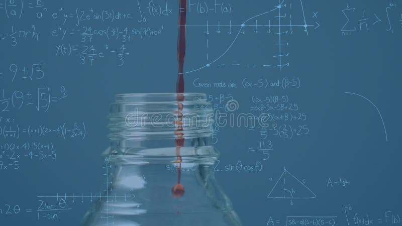 Animation of Mathematical Equations Over Liquid Falling into Bottle ...