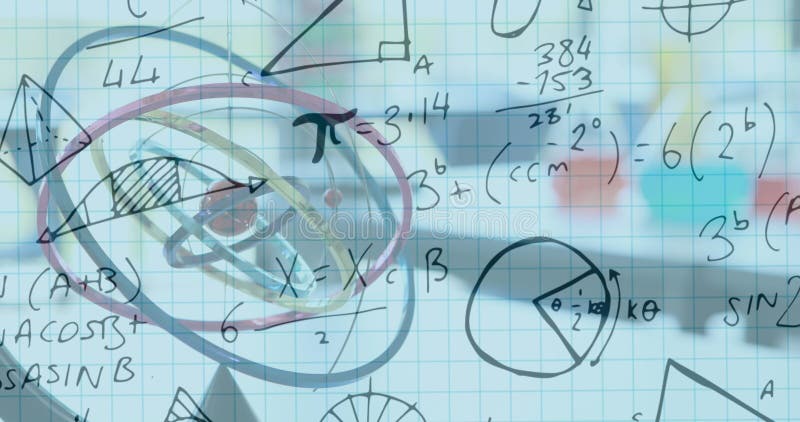 Animation of Mathematical Equations Over Model in Classroom Stock ...