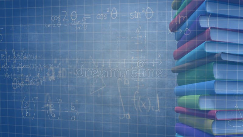 Animation of Mathematical Equations Over Stack of Books Stock Video ...