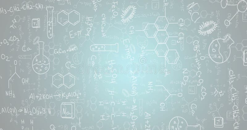 Animation of Mathematical Equations and Science Concept Icons Against ...