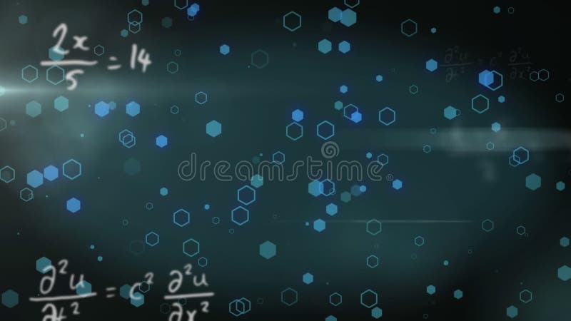 Animation of Mathematical Formulae and Spots on Blue Background Stock ...