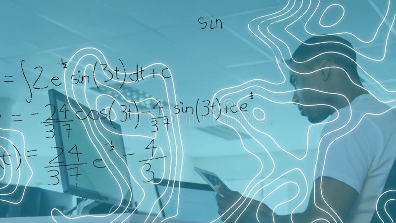 Animation of Mathematical Formulas Over Businessman Using Computer ...