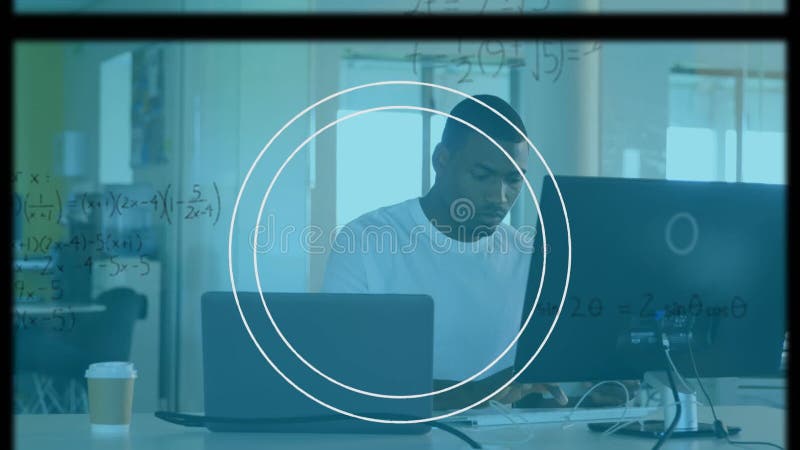 Animation Mathematical Formulas Over Businessman Using Computer Stock ...