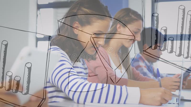 Animation of Mathematical Formulas Over Diverse Group of Students Stock ...