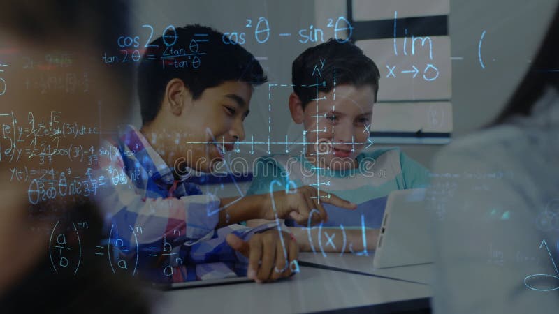 Animation of Mathematical Formulas Over Pupils in Classroom Stock ...