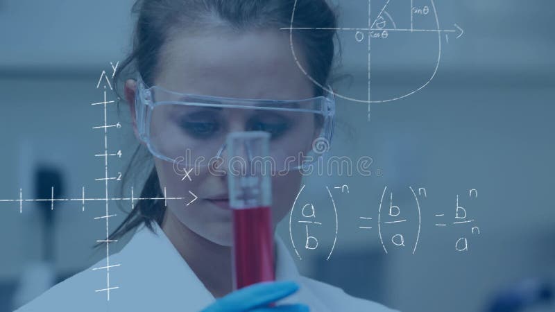 Animation of Mathematical Formulas Over Scientist in Laboratory Stock ...