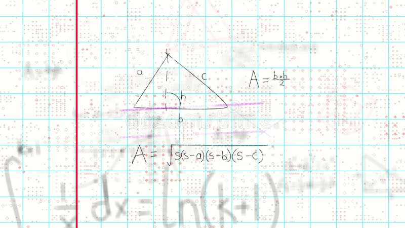 Animation of Mathematical Formulas and Triangle Diagram on Grid Paper ...