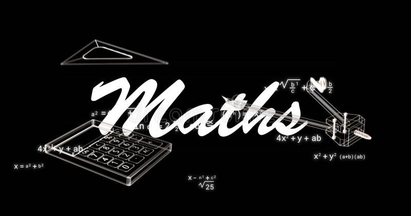 Maths Text Banner and Question Mark Symbol Against Mathematical ...